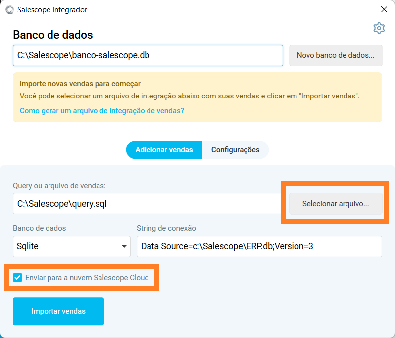 Validando o arquivo de dados - Salescope