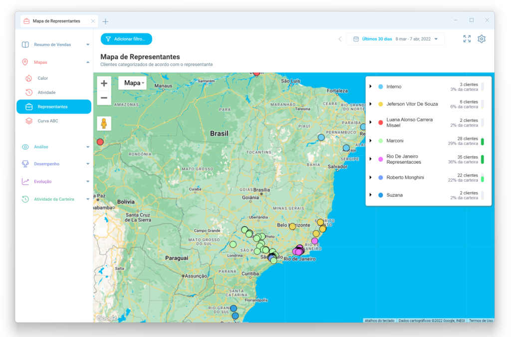 Como visualizar meus representantes em um mapa [Google Maps] - Salescope